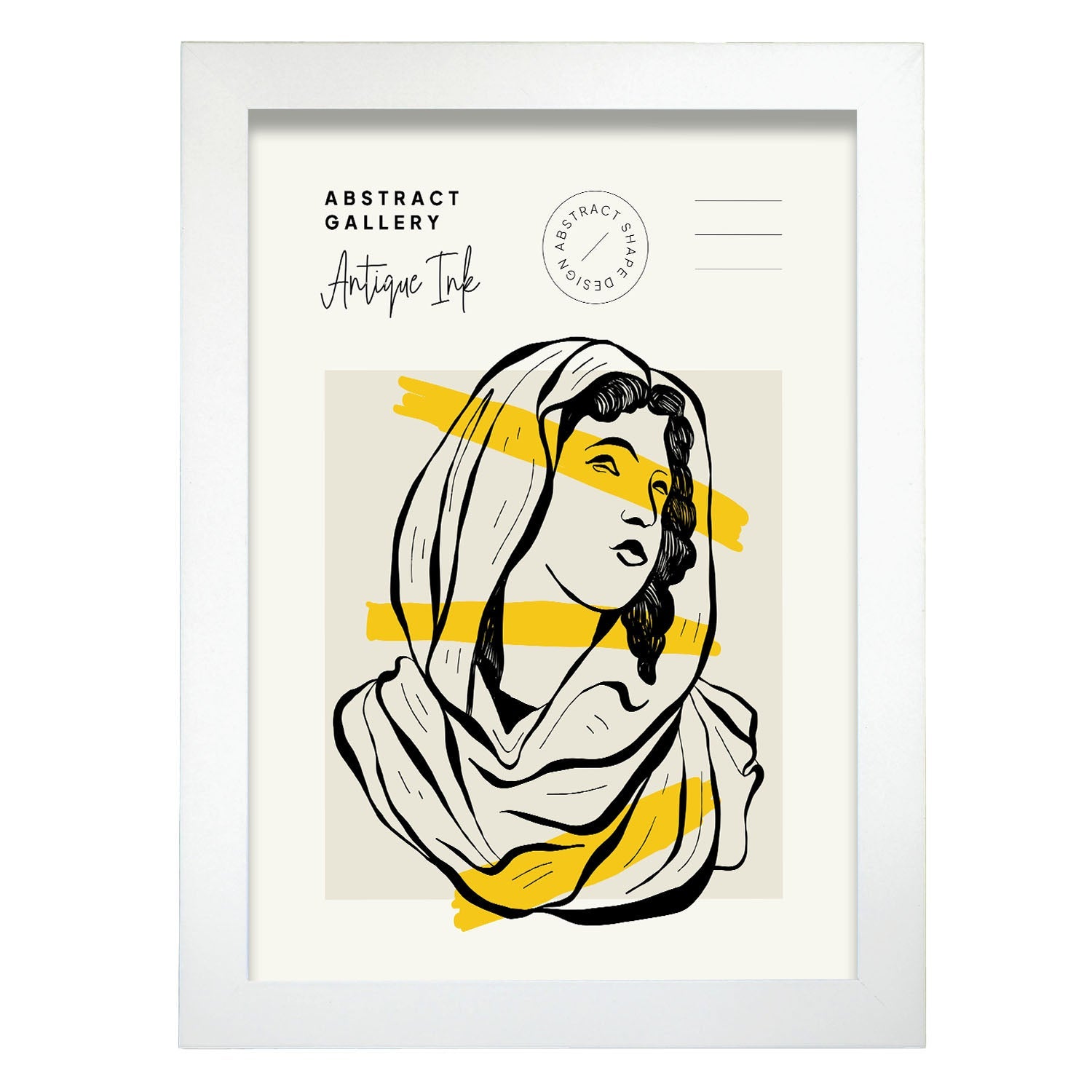 Nacnic Illustrations À L'encre Noire Et Jaune. Vierge Marie ...