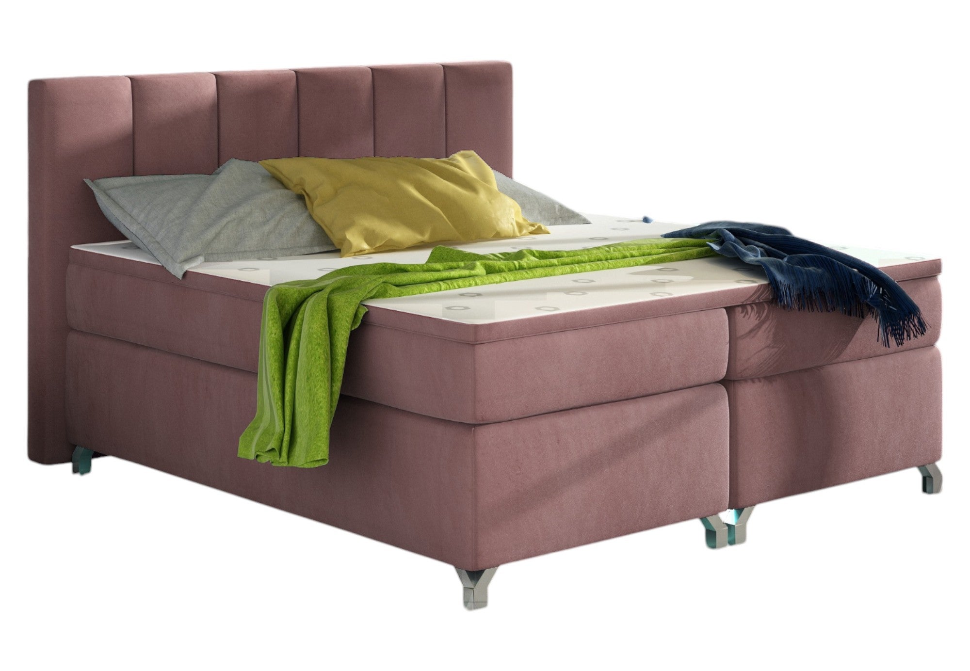 Lit boxspring 180x200 velours rose clair Balfor | Leroy Merlin