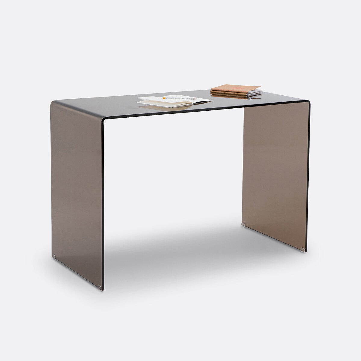 Bureau console en verre trempé, Joan - Verre fumé - taille unique ...