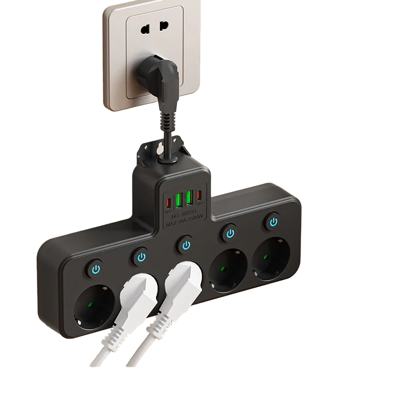 Enchufe europeo estándar - Regleta multifunción USB-C - color negro ...
