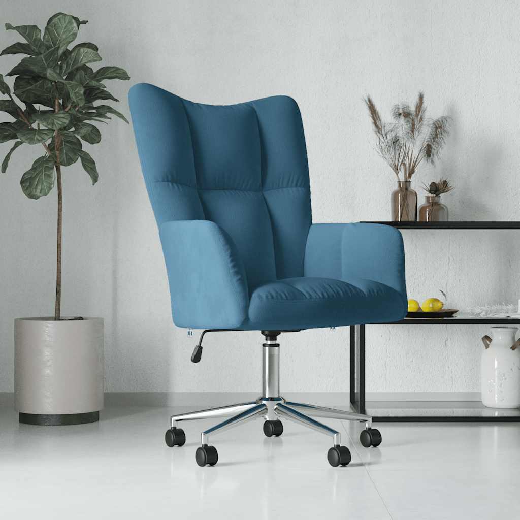 Chaise de relaxation Bleu Velours vidaXL | Leroy Merlin