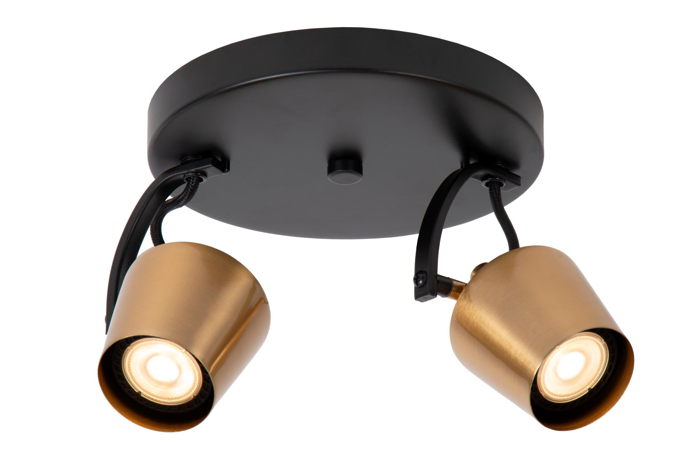 Lucide EMILE - Spot plafond - Ø 20 cm - 2xGU10 - Or Mat / Laiton ...