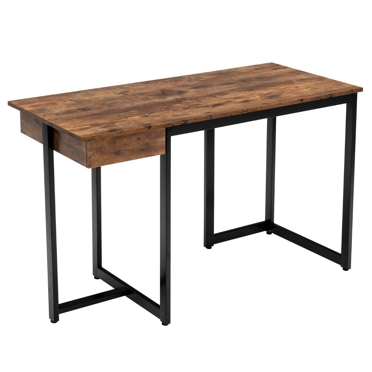 Bureau d'ordinateur 120cm tiroir cadre en métal repose-pieds réglables ...