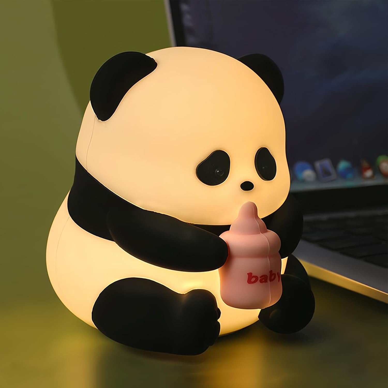 Mignon silicone Panda petite lumière de nuit, USB rechargeable ...