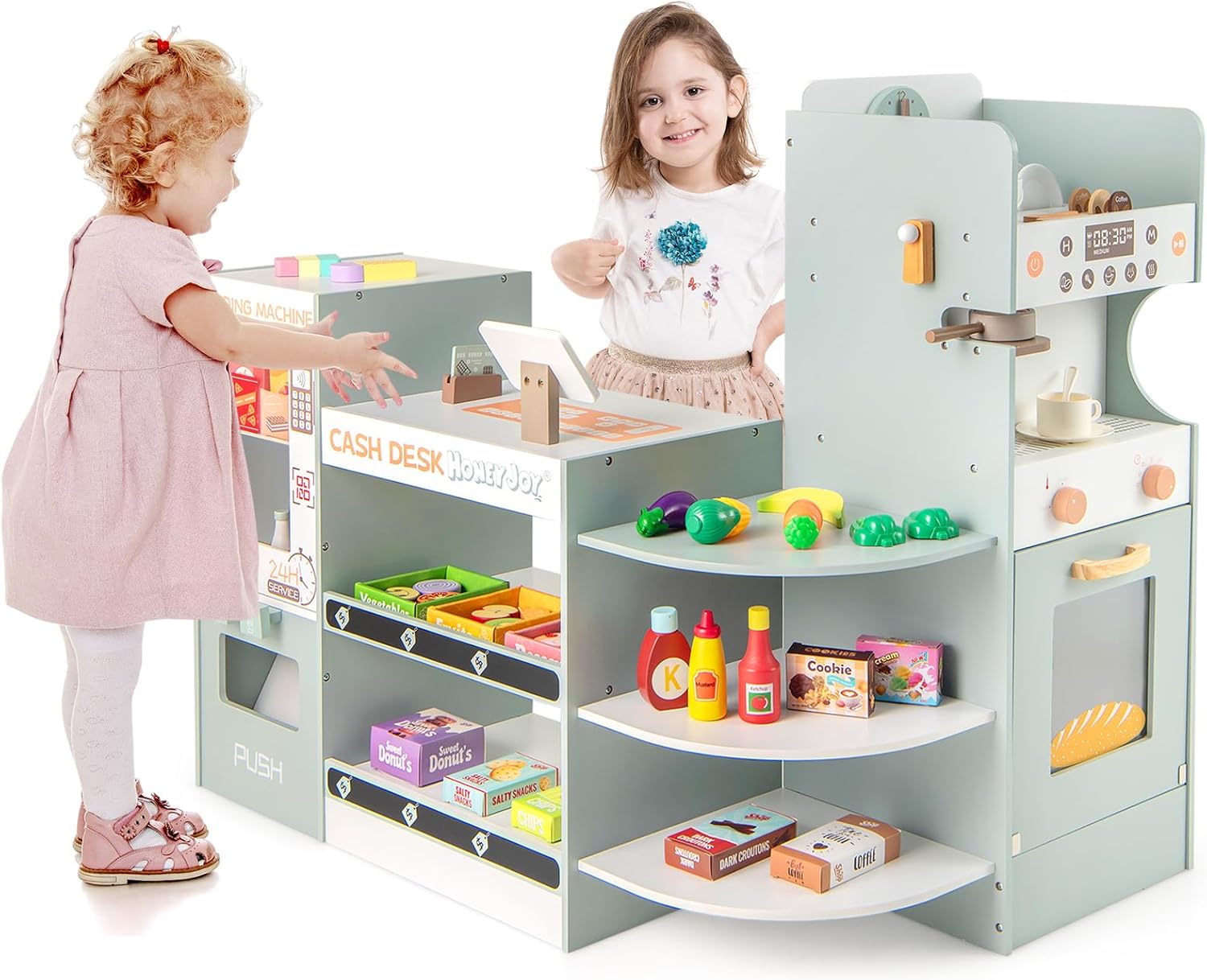 Marchande en Bois Enfant, Jeu de Supermarché Enfant avec Caisse ...