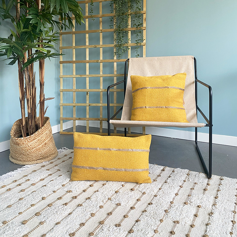 Housse de coussin en coton et jute Tasunka 30x50 Moutarde | Leroy Merlin