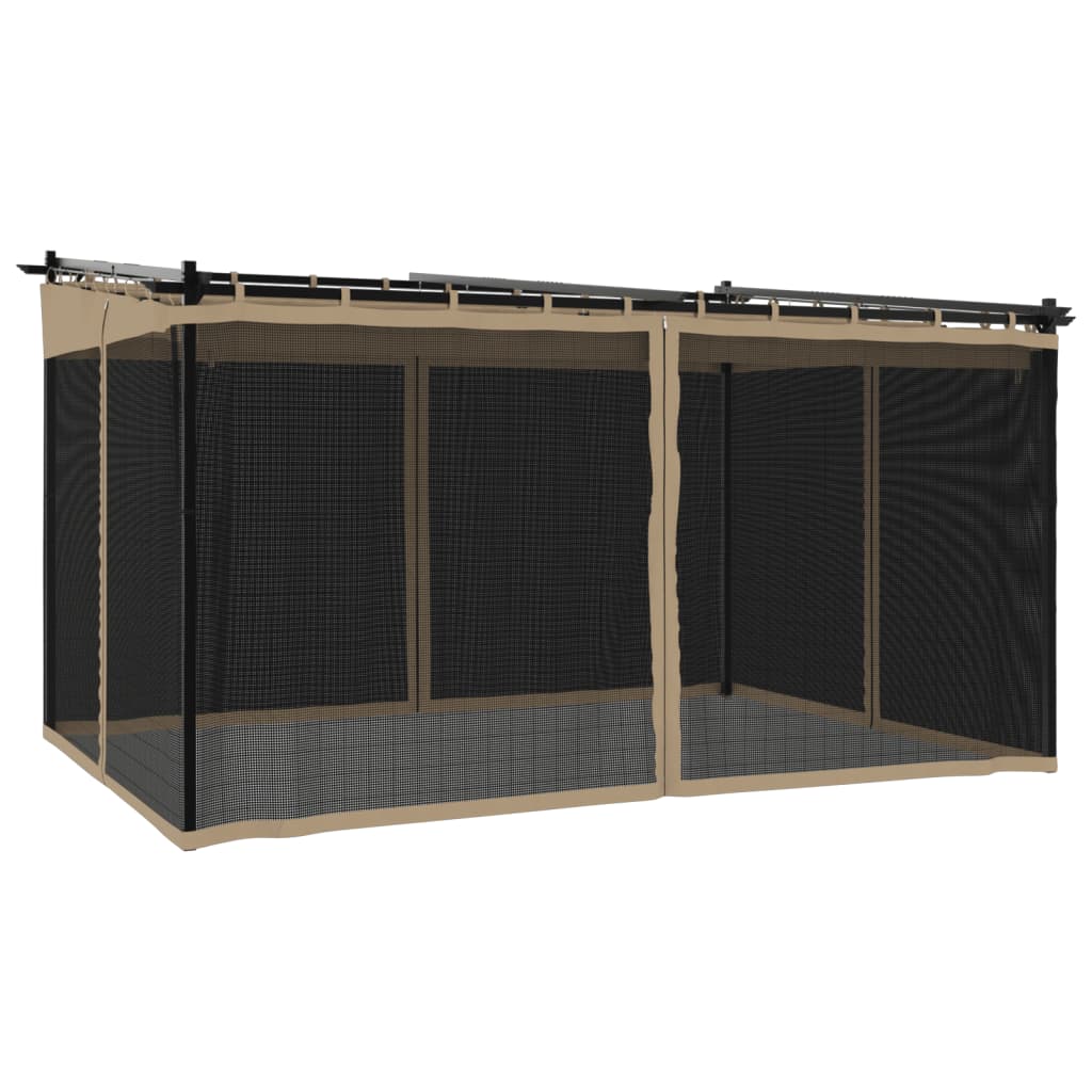Tonnelle de jardin | Tonnelle avec parois en filet taupe 4x3 m acier ...