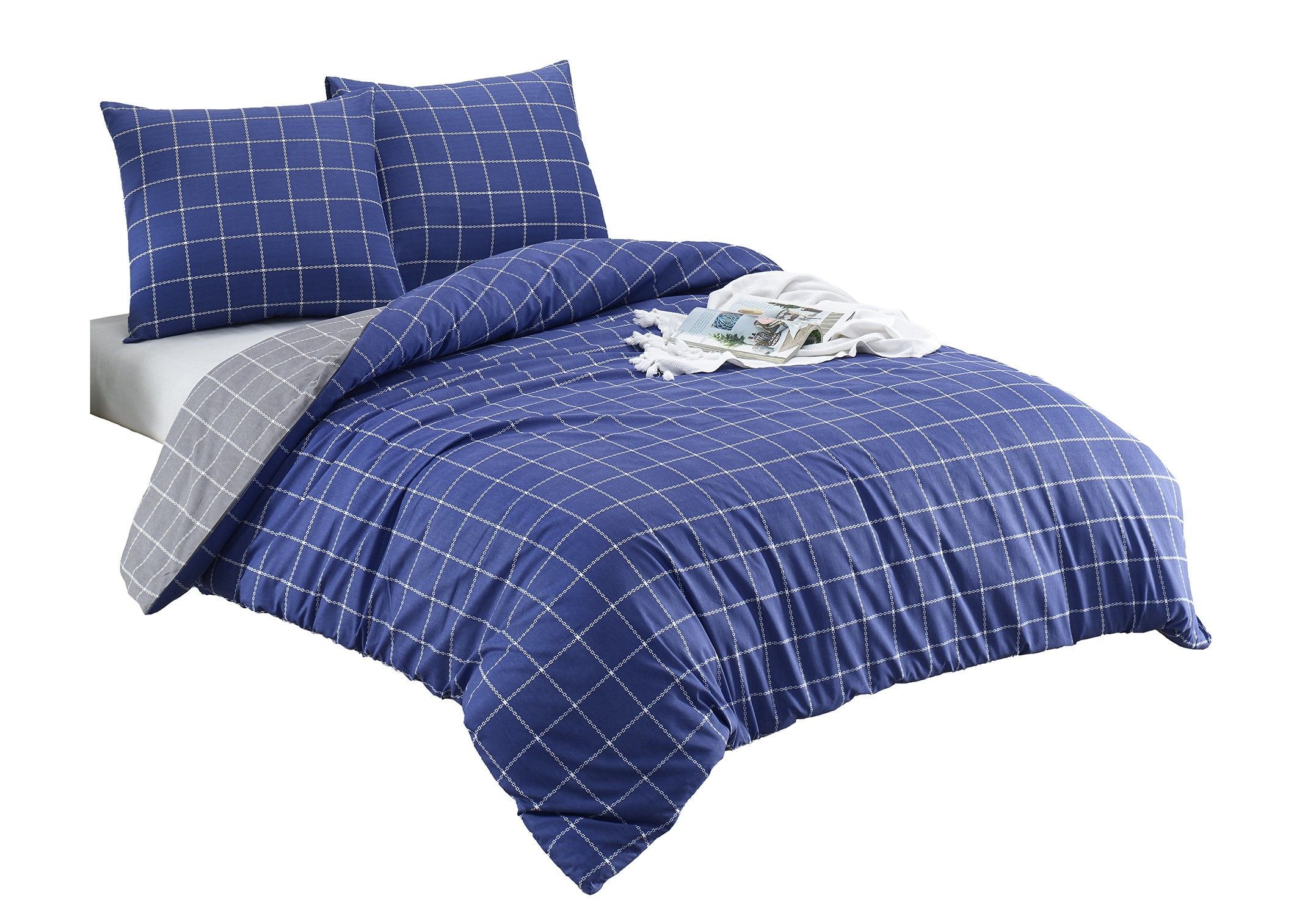 Parure de lit bleue TRENDY 260 x 240 cm - M'Deco | Leroy Merlin