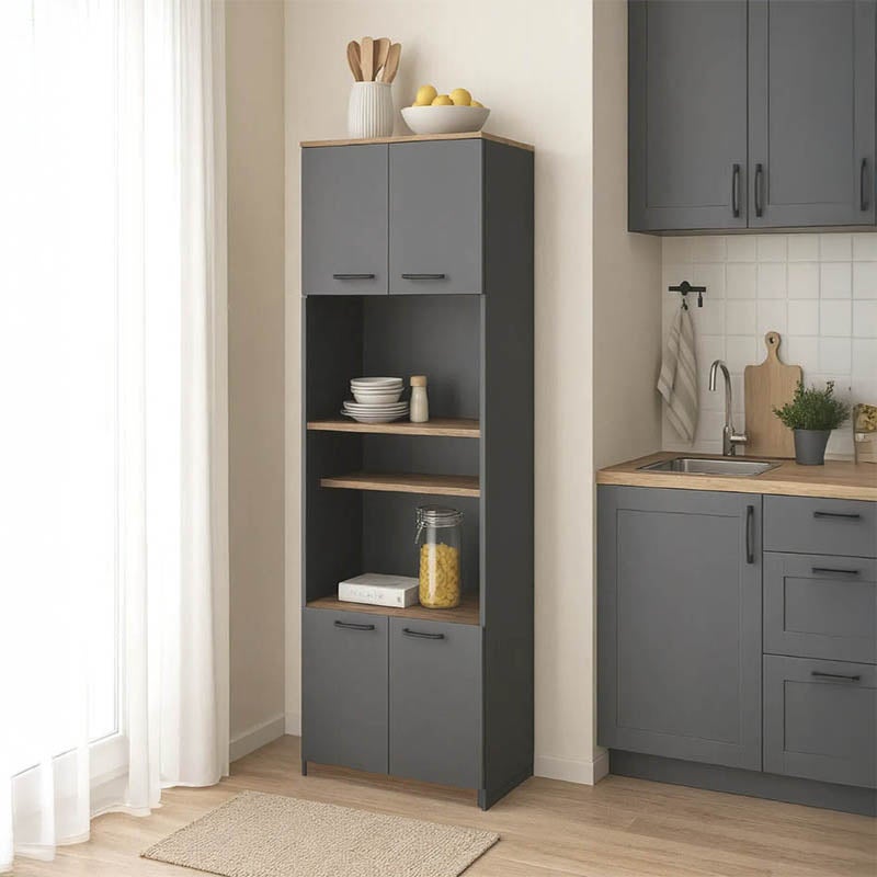 Mueble Alacena de Cocina – Diseño Moderno en Gris y Roble Sonoma | 182 ...