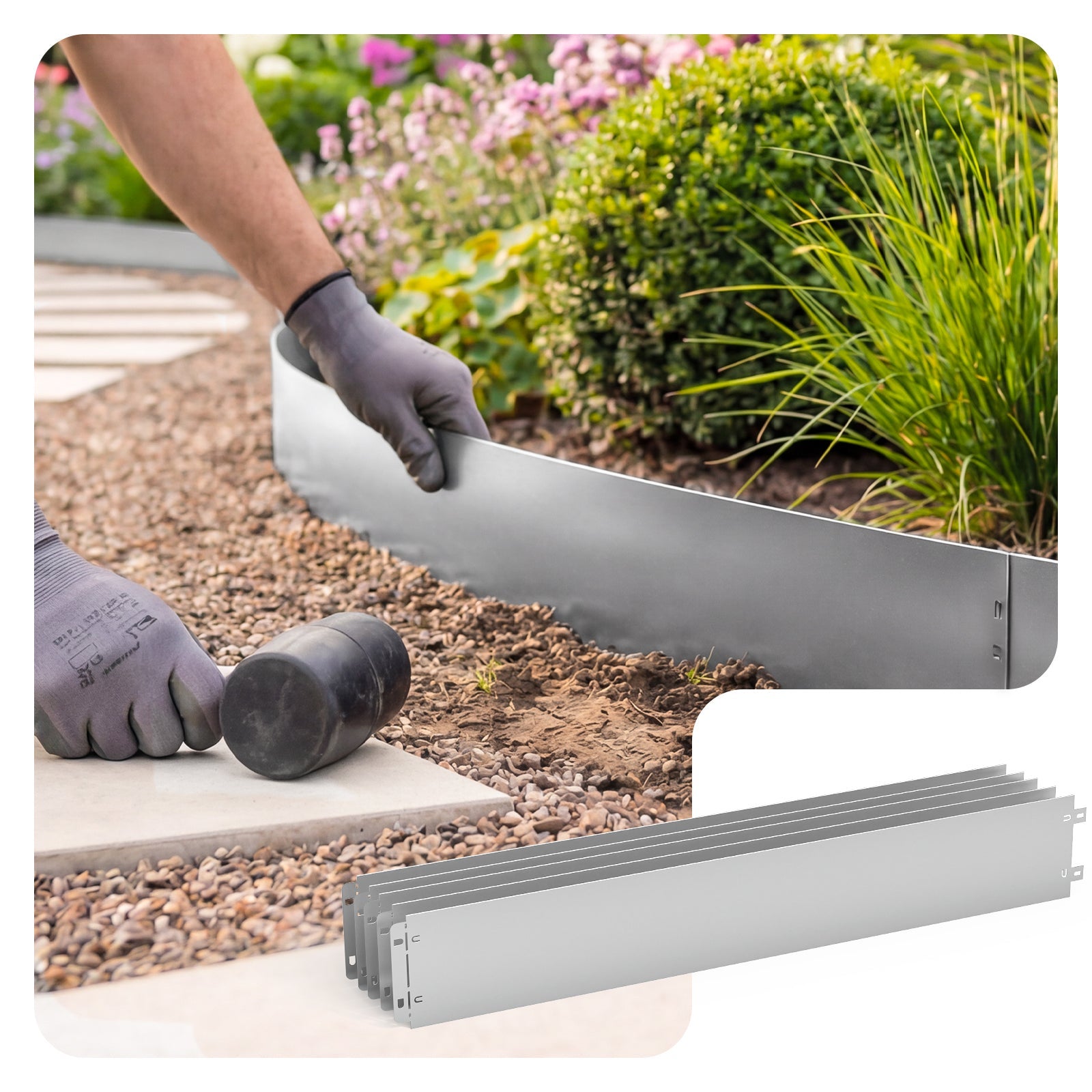 Lot de 15 Bordure de jardin en métal galvanisé flexible 100x13cm ...