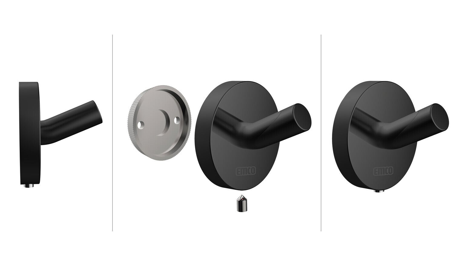 Crochet rond emco, 40mm, 437513300, Farbe: noir | Leroy Merlin