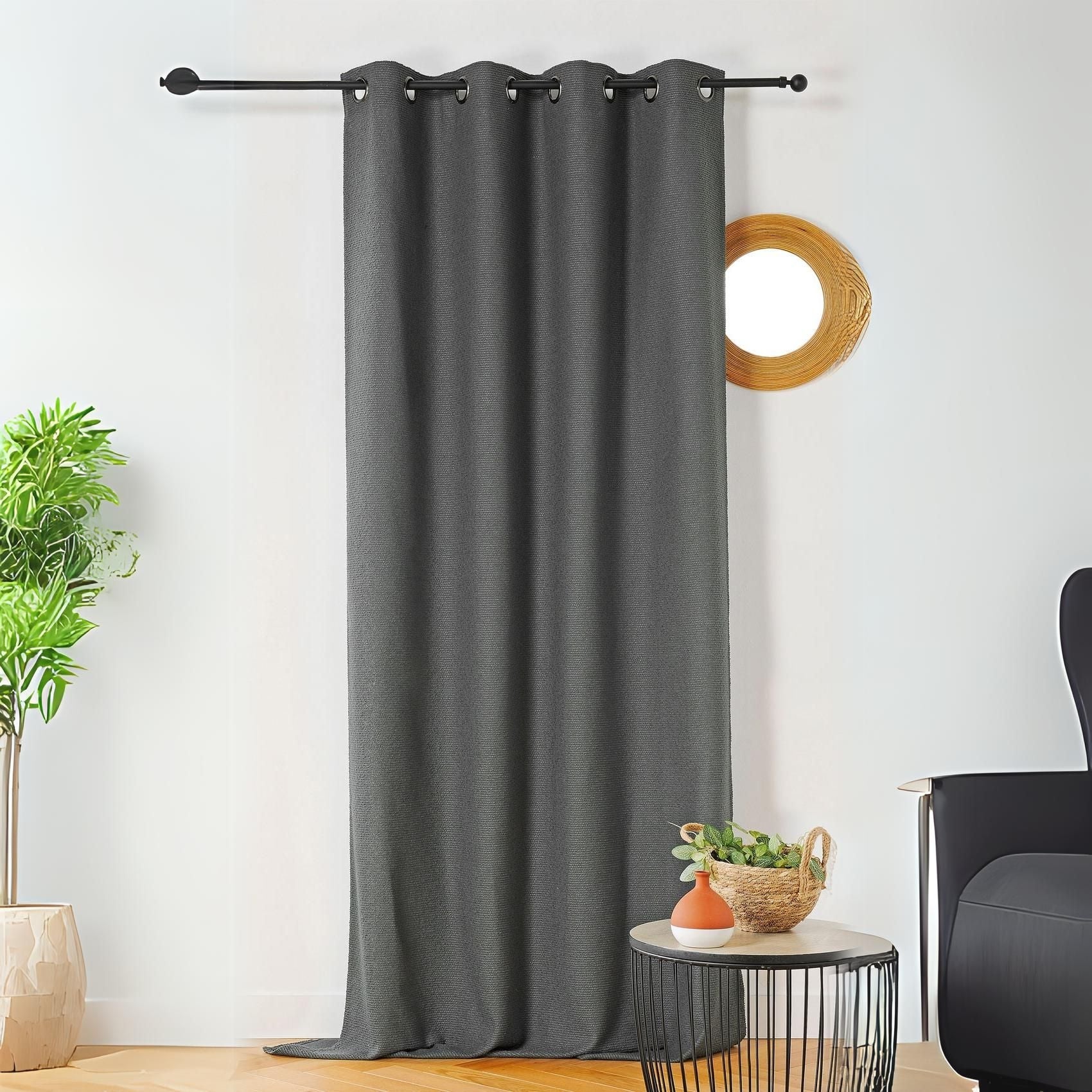 Rideau à l'aspect texturé en bouclette - Gris Foncé - 140x260 cm ...