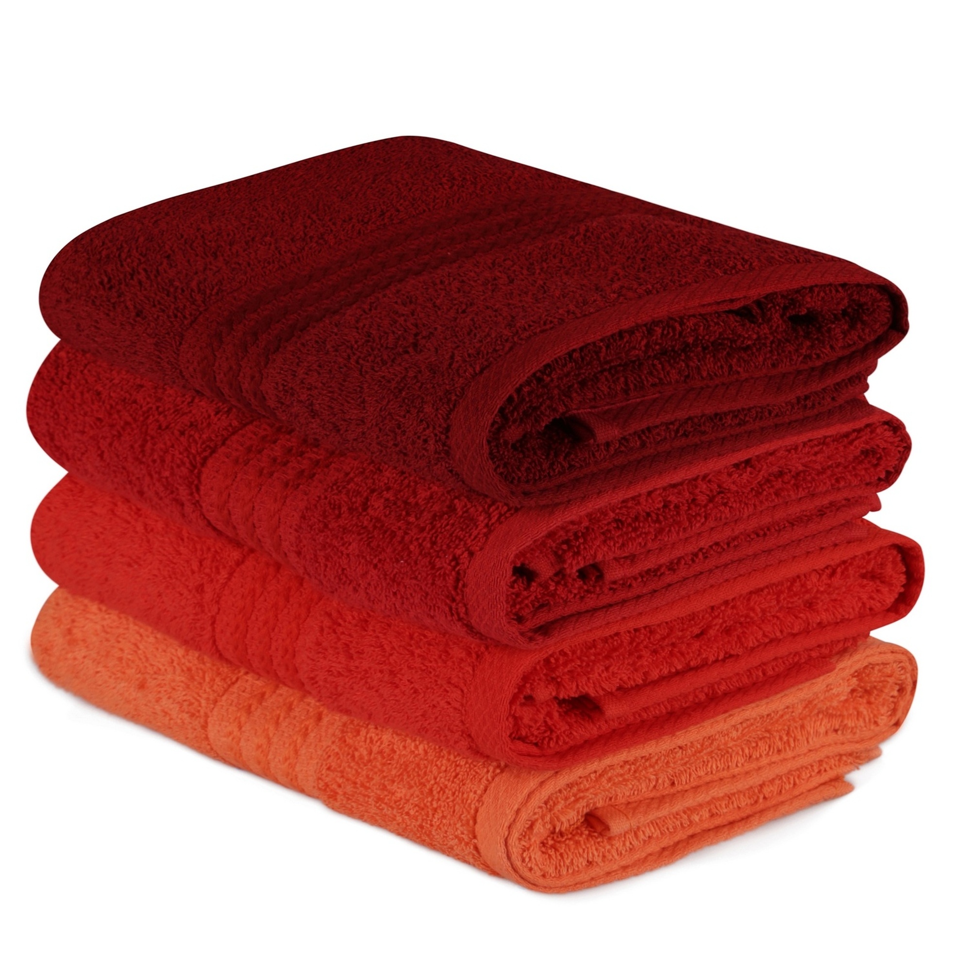 Serviettes à main (4 morceaux) pâle, orange, rouge et fuchsia orange ...