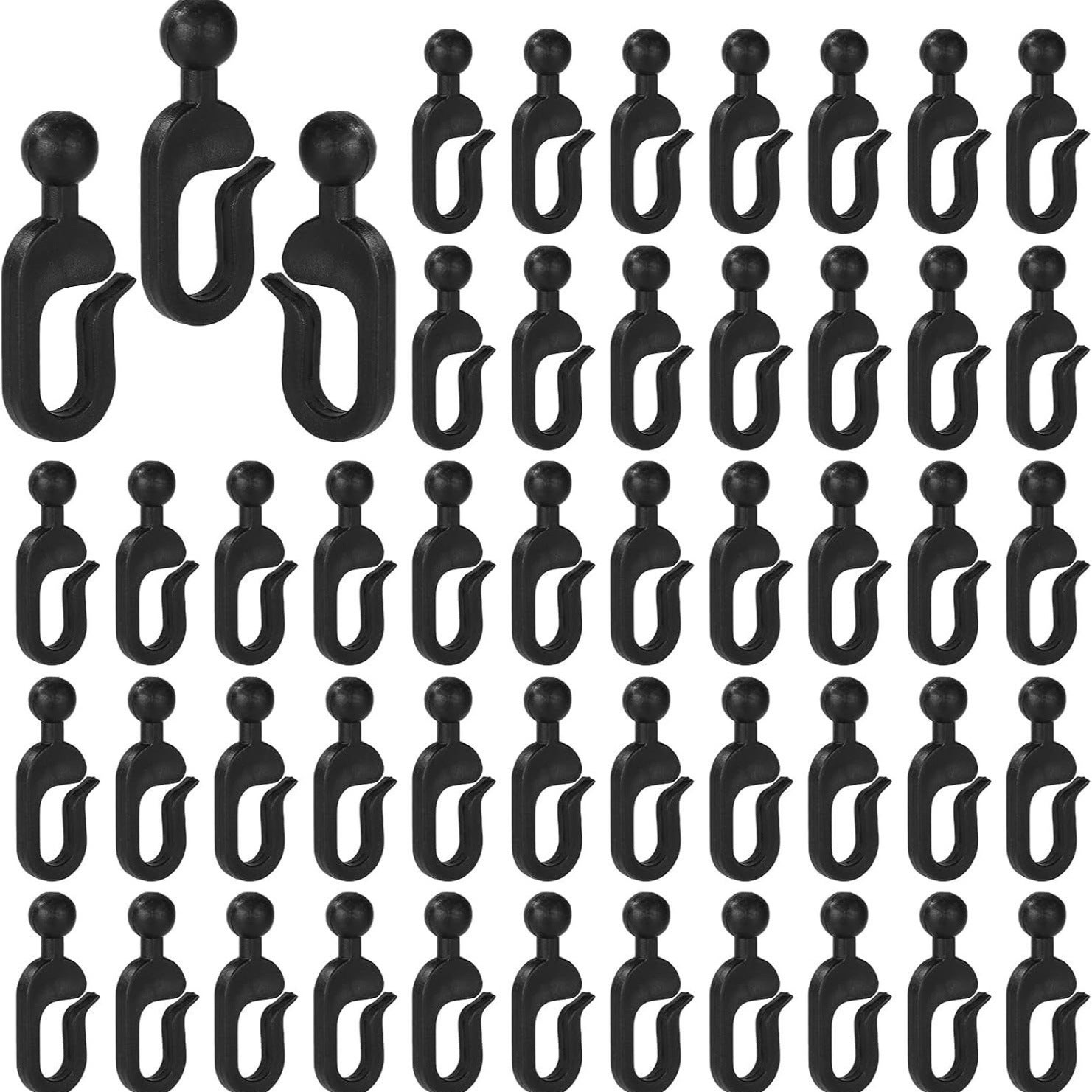 Lot de 50 crochets avec anneaux coulissants pour rideaux latéraux et ...