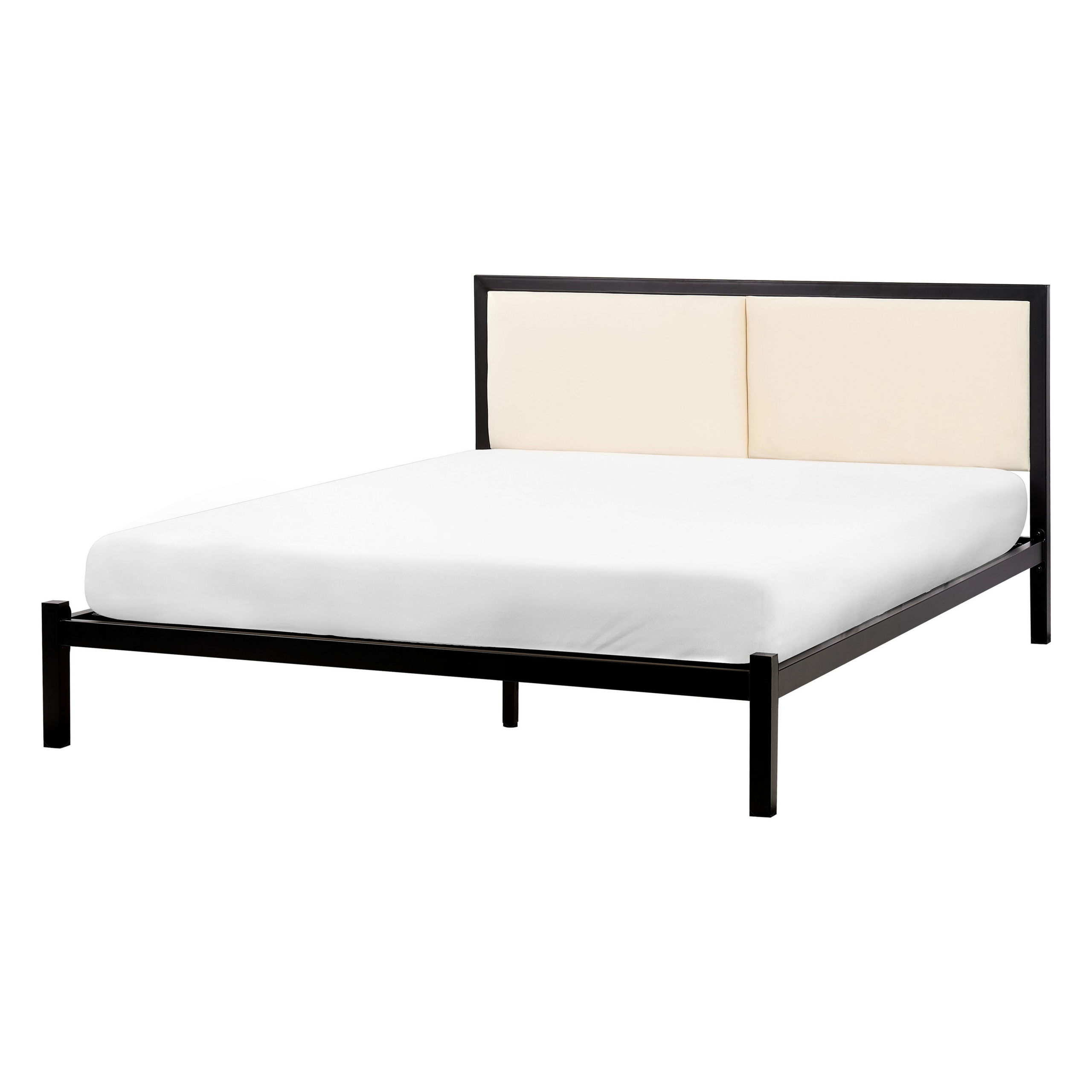 Lit double en métal noir et beige clair 140 x 200 cm CLAMART | Leroy Merlin