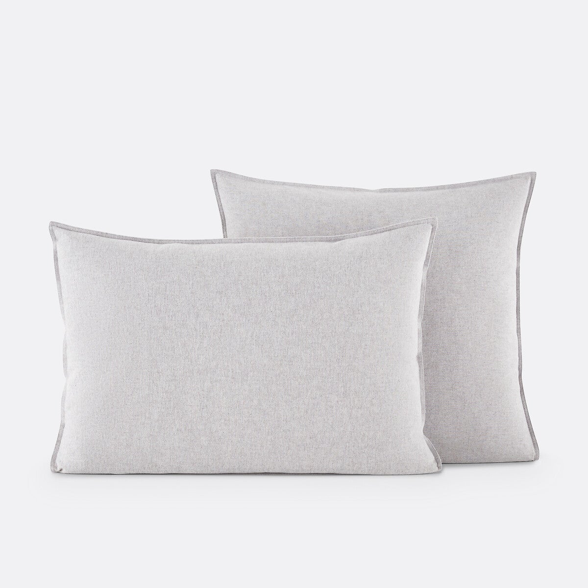 Taie d'oreiller, en flanelle de coton chambray, Clara - Gris chiné - 65 ...