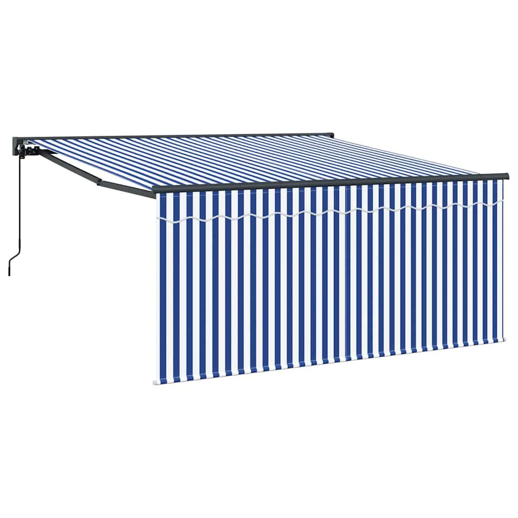 Store banne | Auvent Rétractable Rayures bleues et blanches Large ...