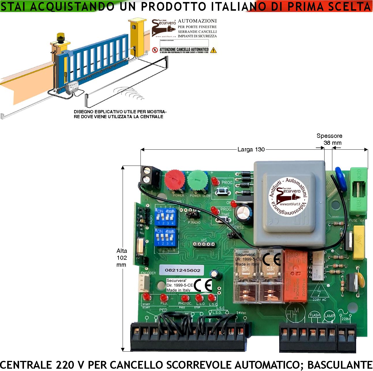 CENTRALINA DI COMANDO CANCELLO SCORREVOLE 220 V 700 W GESTIONE FINE ...