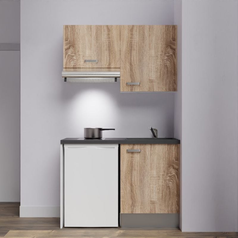 Kitchenette K01L-PT - 120 cm avec plan de travail et évier - Façade ...
