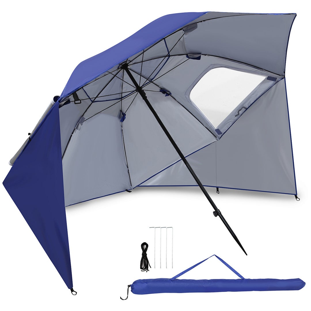 Parasol de plage pop-up 2-en-1 avec protection UV50+, léger et pliable ...