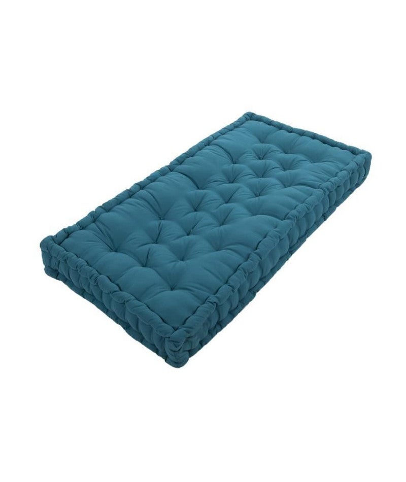 COTTON WOOD Coussin de palette 100 % Coton uni - 60x120x10 cm - Bleu ...