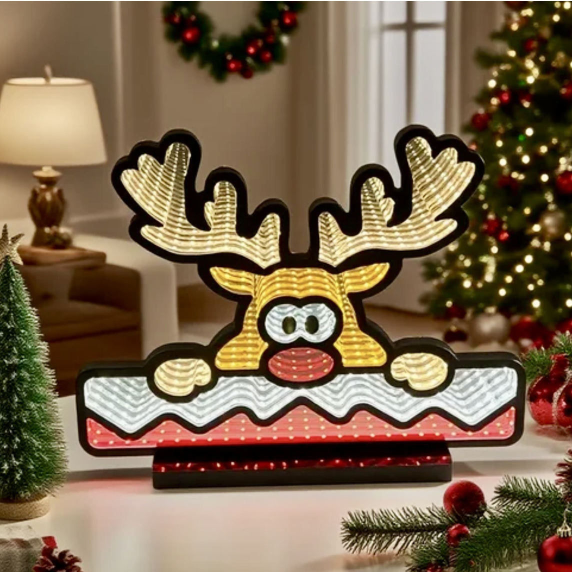 Tunnel lumineux LED 3D, cerf de Noël - Décoration de Noël au néon ...