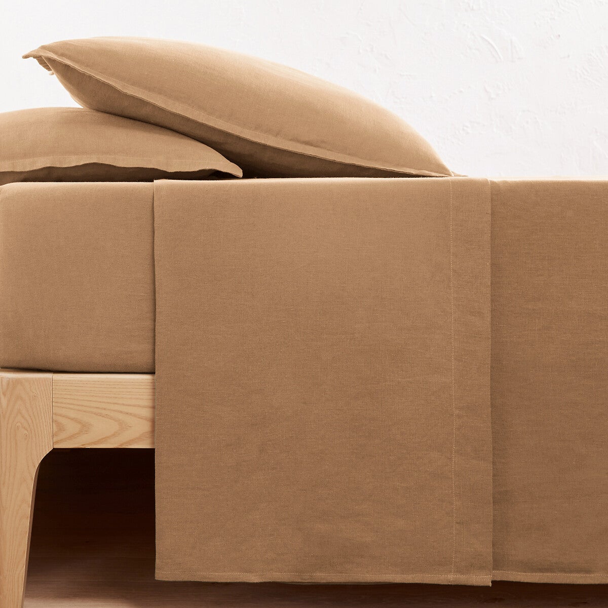 Drap plat uni en lin lavé, Linot - Macchiato - 180 x 290 cm | Leroy Merlin