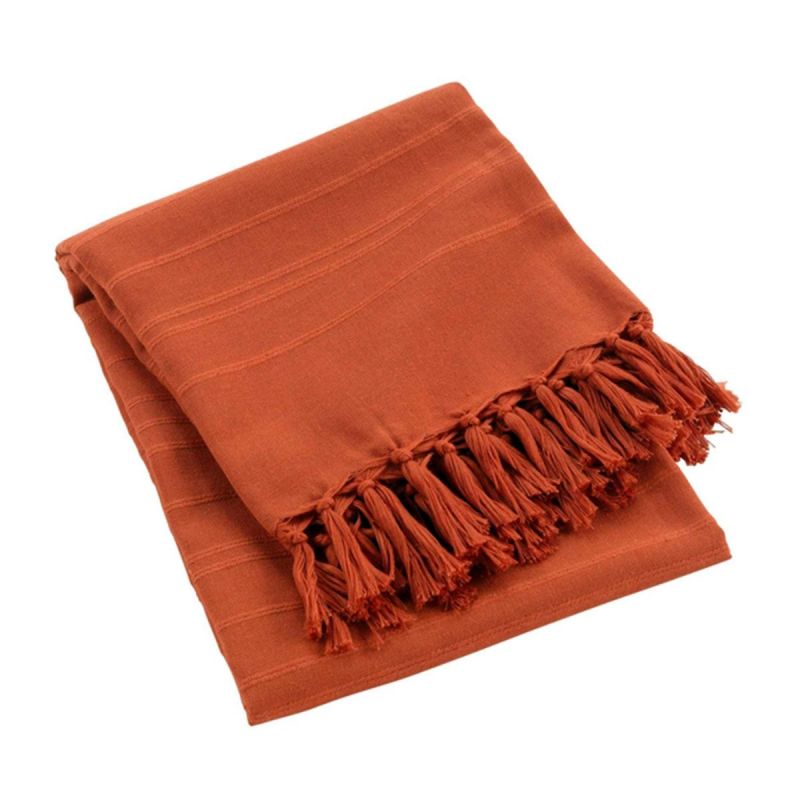 Paris Prix - Plaid Uni à Franges "lilia" 150x150cm Terracotta | Leroy ...