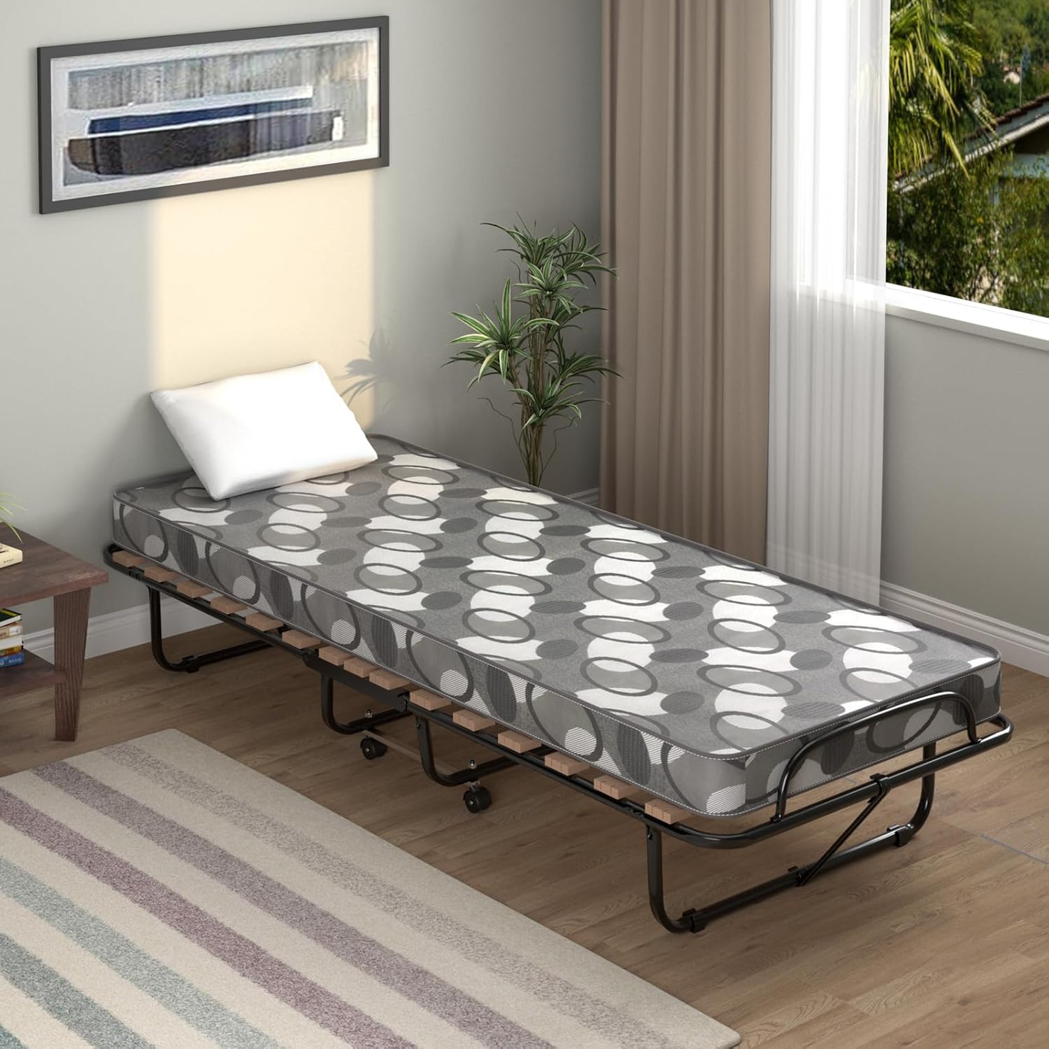 Lit Pliant 1 Personne 80x185CM, Lit Pliant Adulte avec Matelas en ...