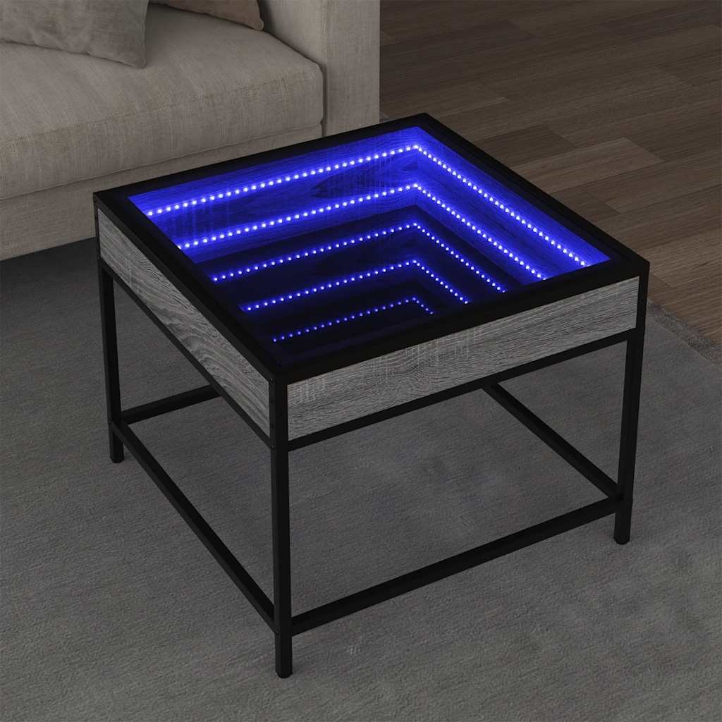 Table basse avec LED Infinity sonoma gris 50x50x41 cm | Leroy Merlin