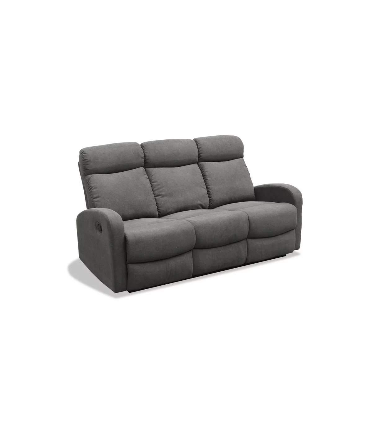Sofá tres plazas relax con palanca Cordoba tapizado textil gris oscuro ...