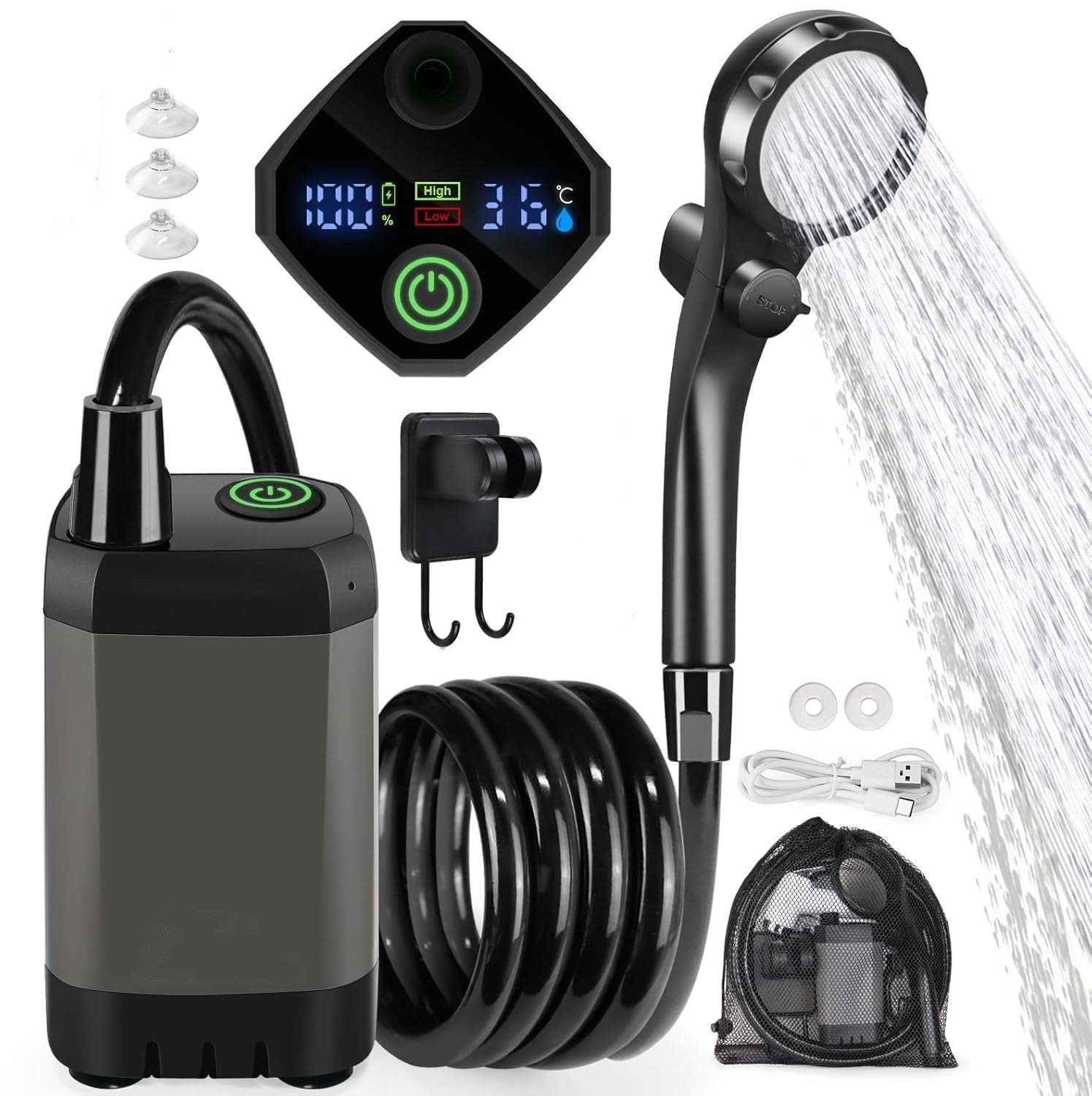 Kit de Camping, Douche Portable, Pompe de Douche Électrique ...
