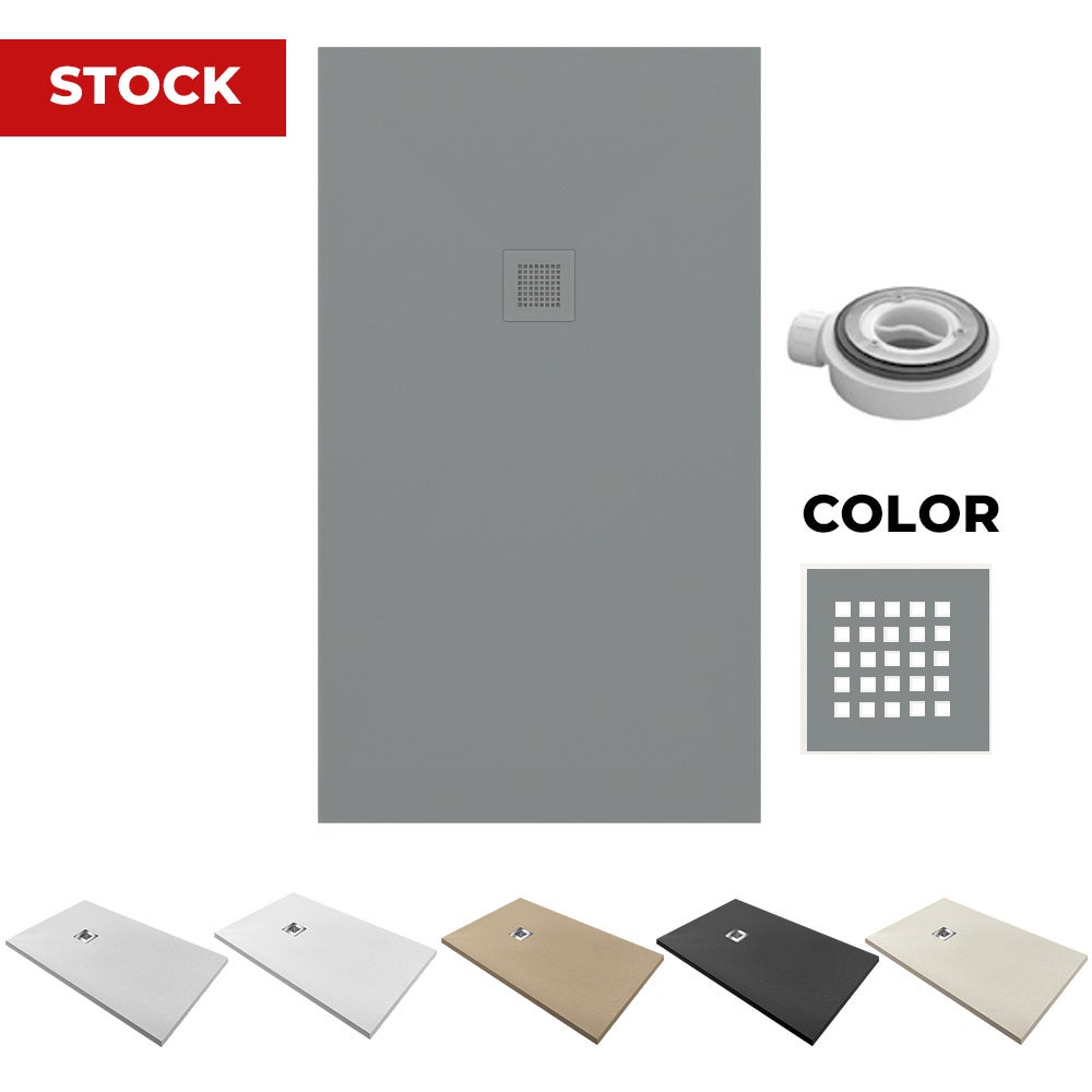 Receveur de Douche en Résine Antidérapant | Bonde d’Évacuation + Grille ...