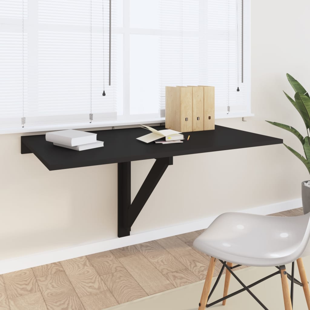 Mesa de pared plegable Negro 100x60x56 cm Madera contrachapada | Leroy ...