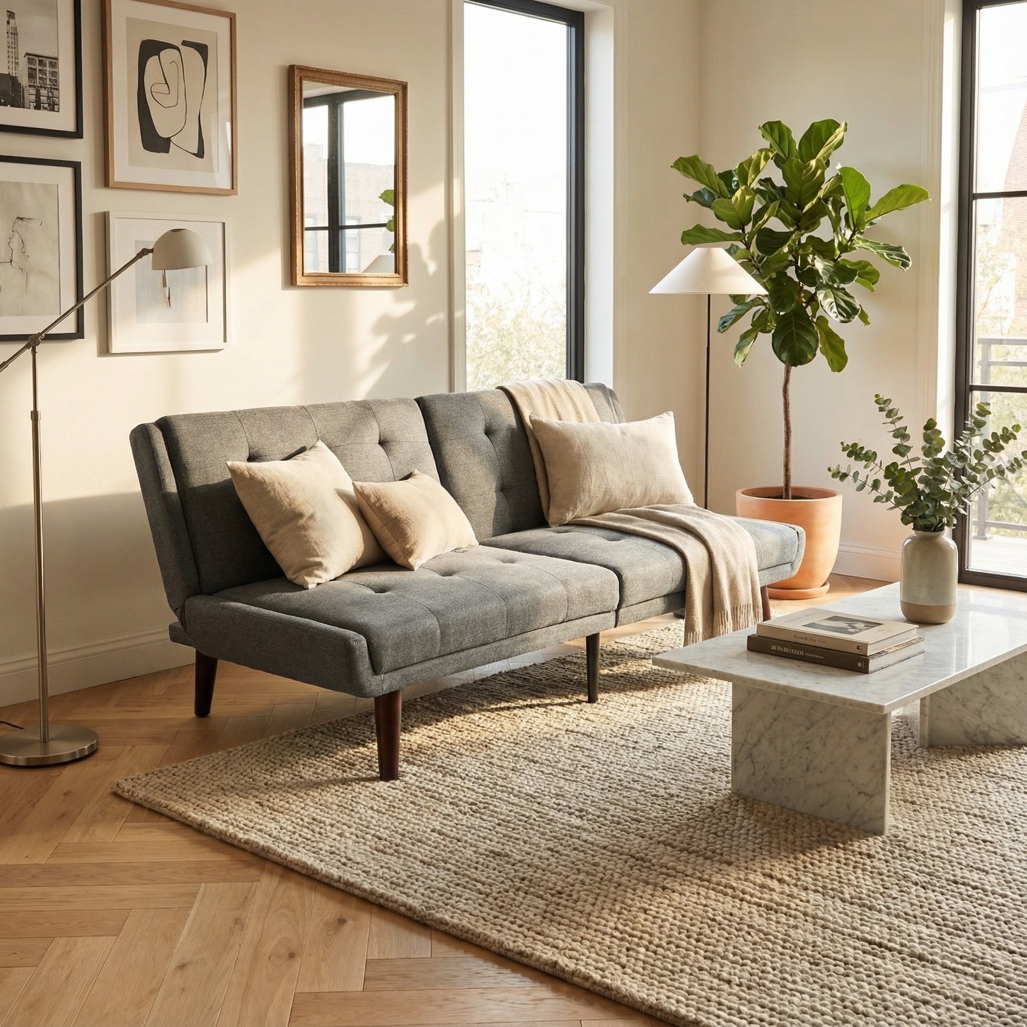 URBAN MEUBLE Canapé convertible futon avec dossier 5 positions en tissu ...