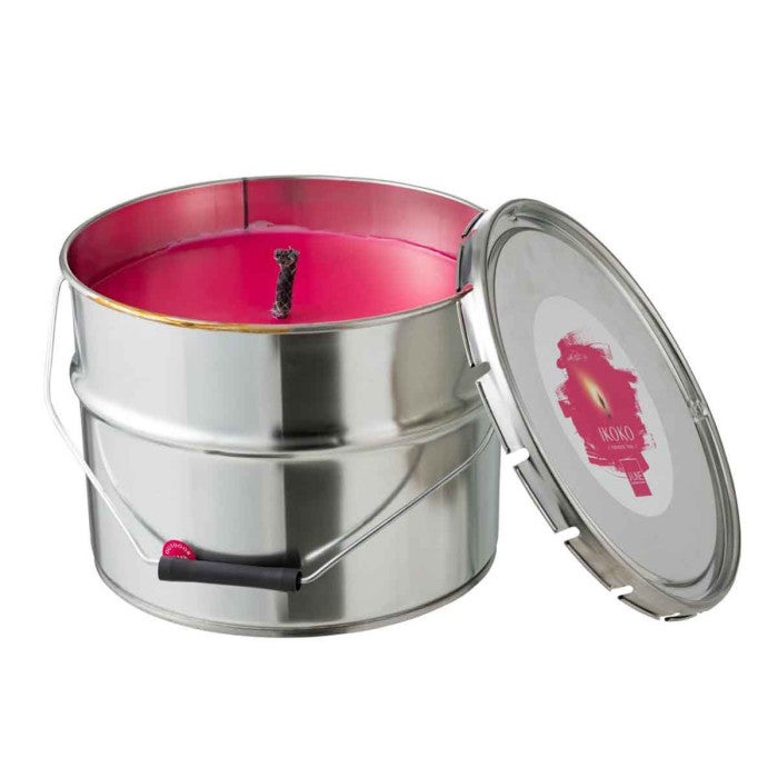 Vela exterior en tarro de pintura de parafina fucsia 135H | Leroy Merlin