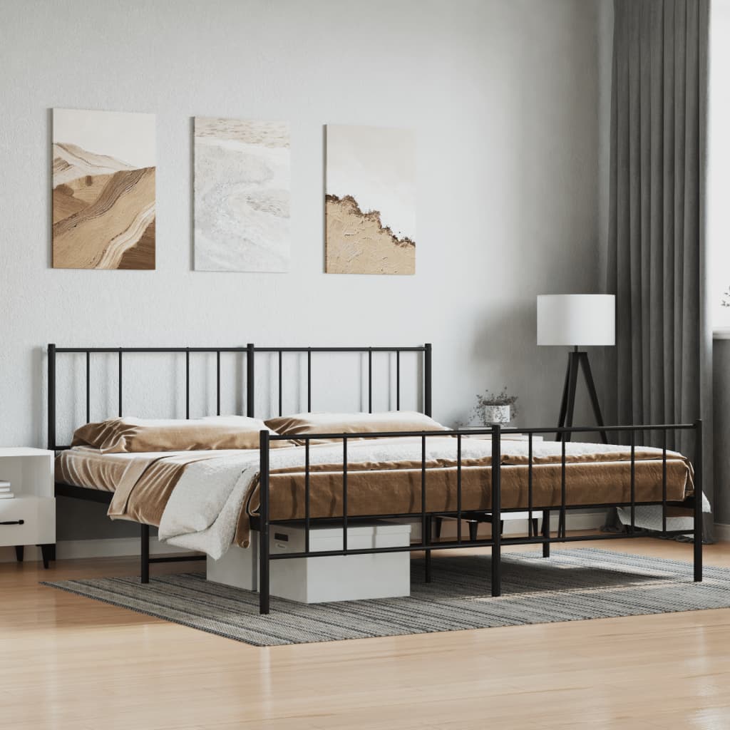 Cadre de lit métal sans matelas avec pied de lit noir 193x203cm vidaXL ...