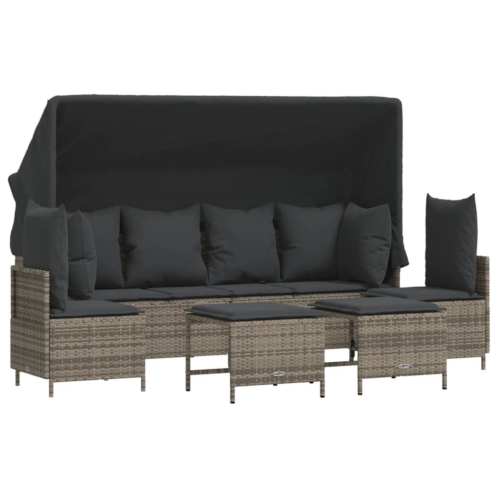 Set da giardino con cuscini 5 pezzi rattan sintetico grigio - COMFORTXL ...