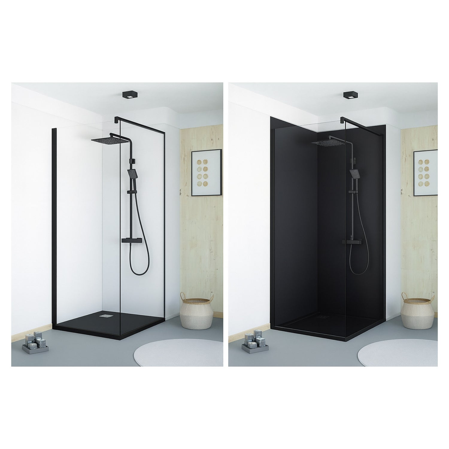 ONDEE ZEN - Pack montage 2 panneaux muraux en angle - blanc & noir 120 ...