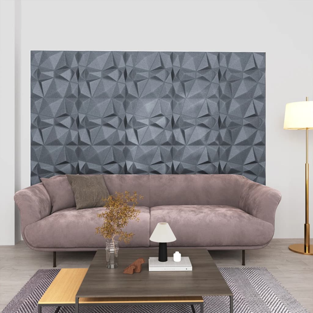 Pannelli Murali 3D 24 pz 50x50 cm Grigi a Diamante 6 m² | Leroy Merlin