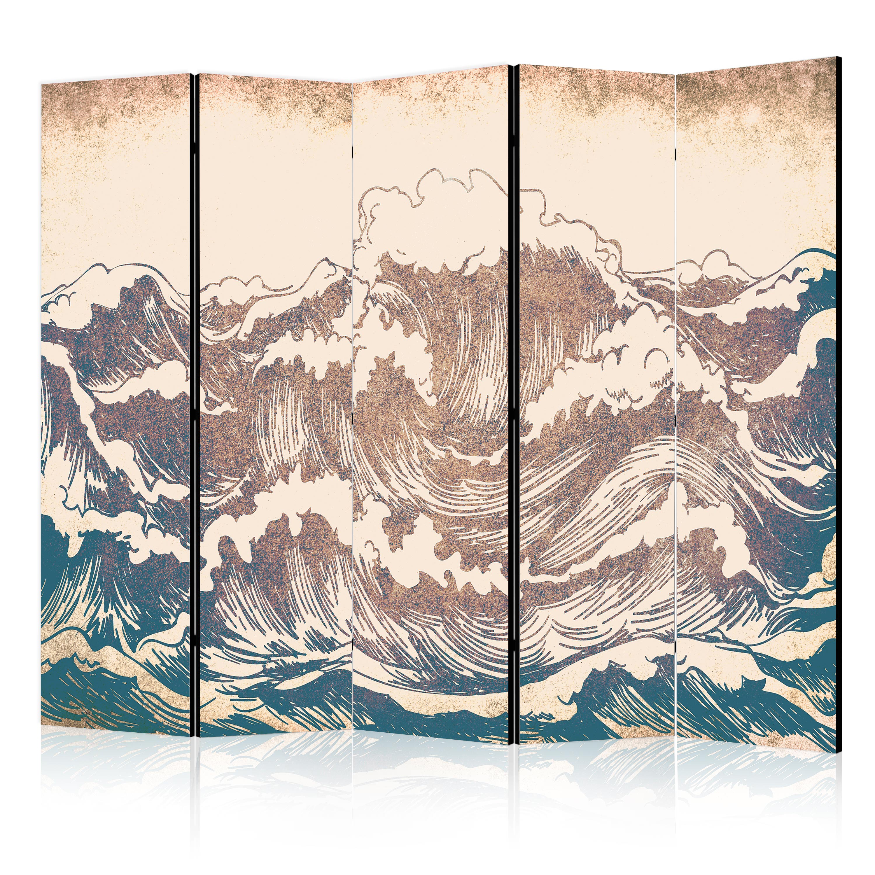 Paravent -Hautes Vagues Beige dans un Style Vintage 225x172 | Leroy Merlin
