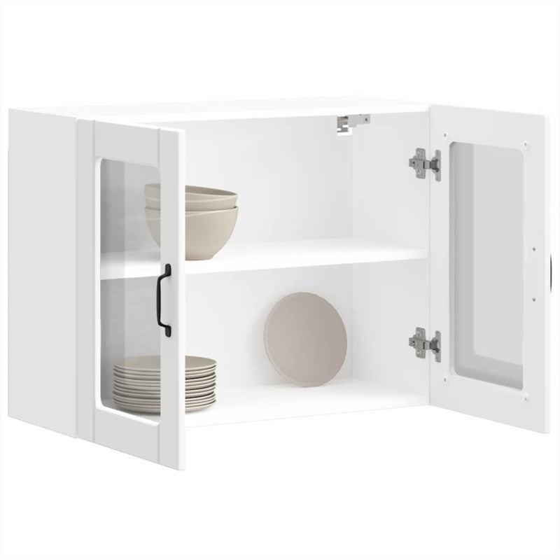 Pensile da Cucina con Porta in Vetro Lucca Bianco Truciolato vidaXL ...