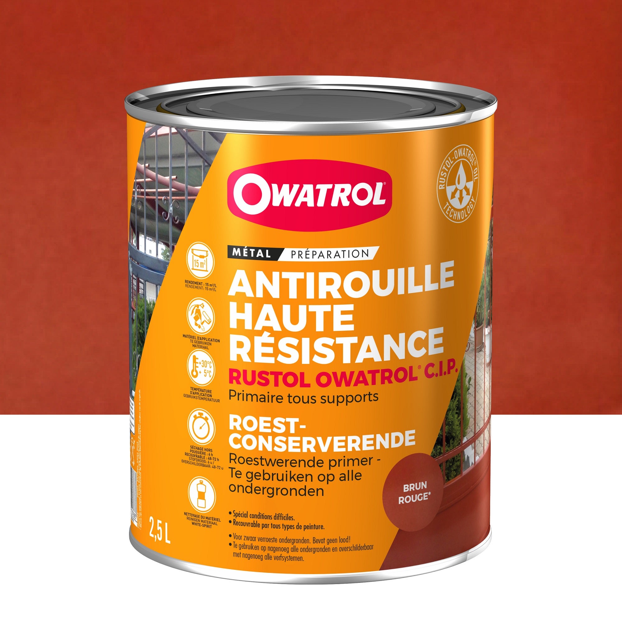 Primaire antirouille haute résistance Owatrol RUSTOL® CIP Brun-Rouge ...