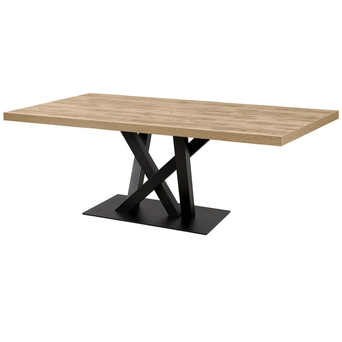 SCARLET - Table 230cm Aspect Bois Scarlet Oak Piètement Croisé Noir ...