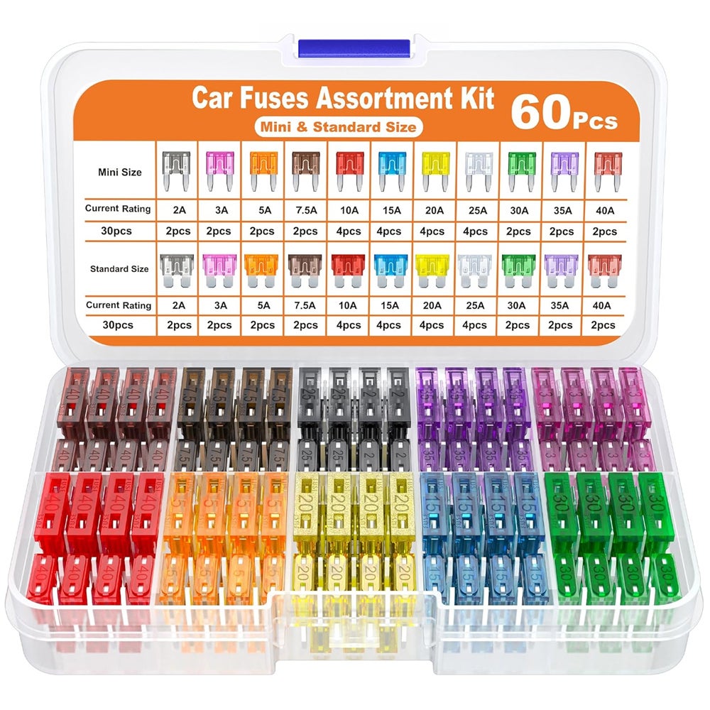 60Pcs Fusible Voiture Set (2A 3A 5A 7.5A 10A 15A 20A 25A 30A 35A 40A ...