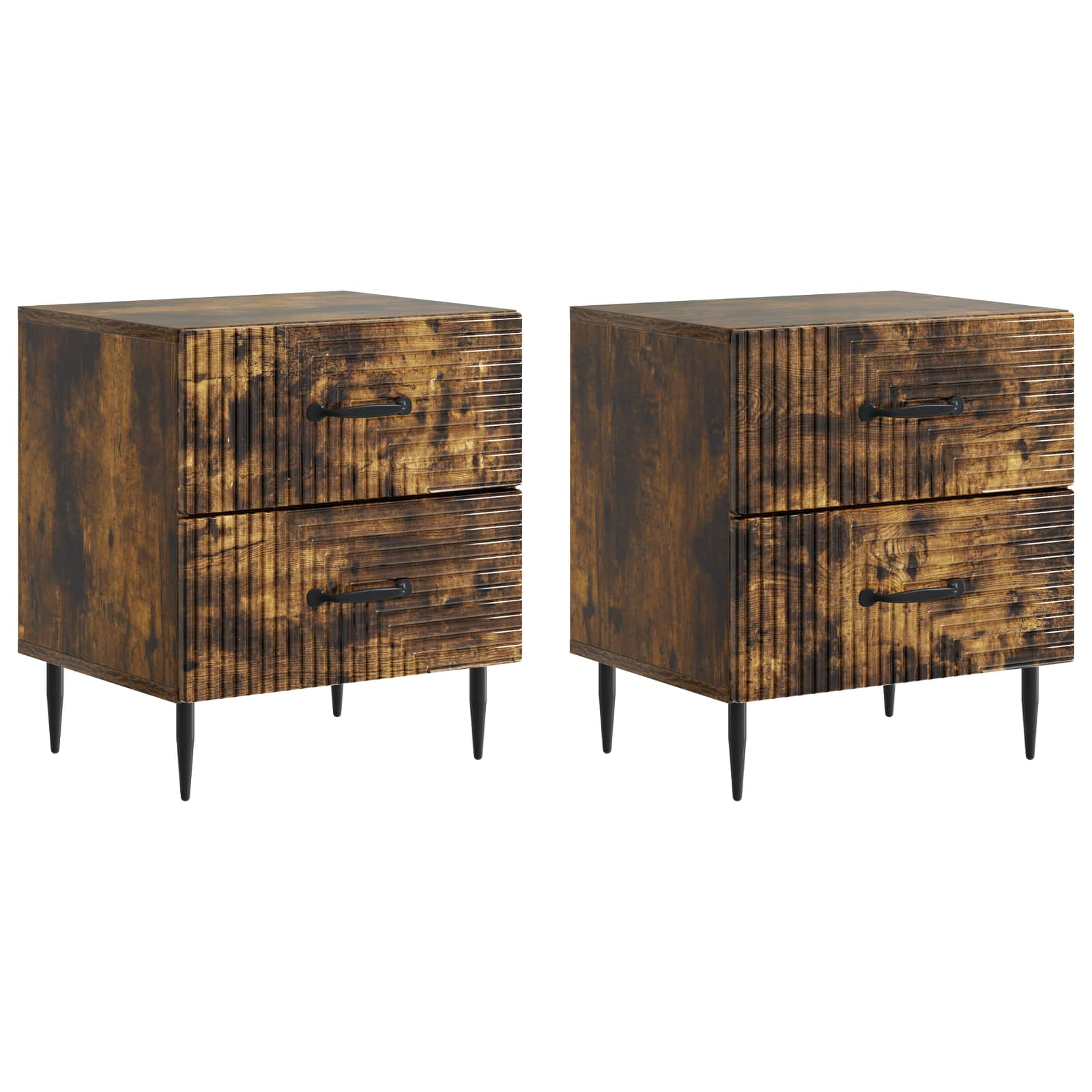 Cabinet de chevet 2 pcs Chêne fumé 43 x 34,5 x 47,5 cm | Leroy Merlin