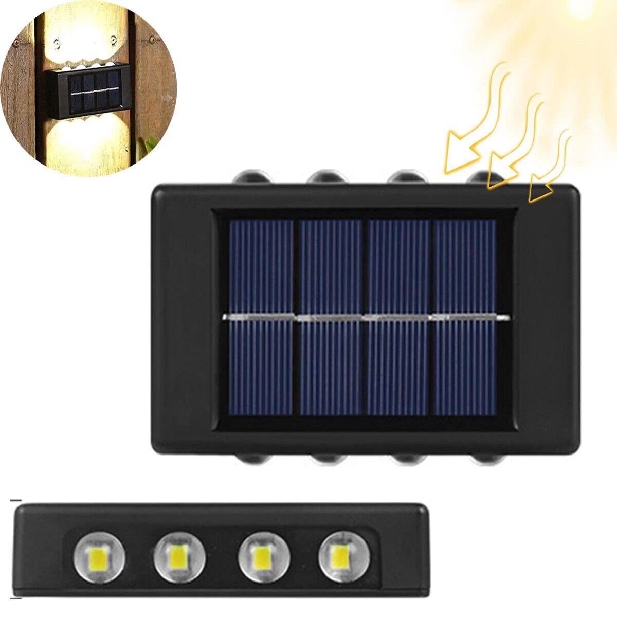 APLIQUE SOLAR DE PARED DE 8 LED IP65 BIDIRECCIONAL PARA JARDÍN TE-B0568 ...