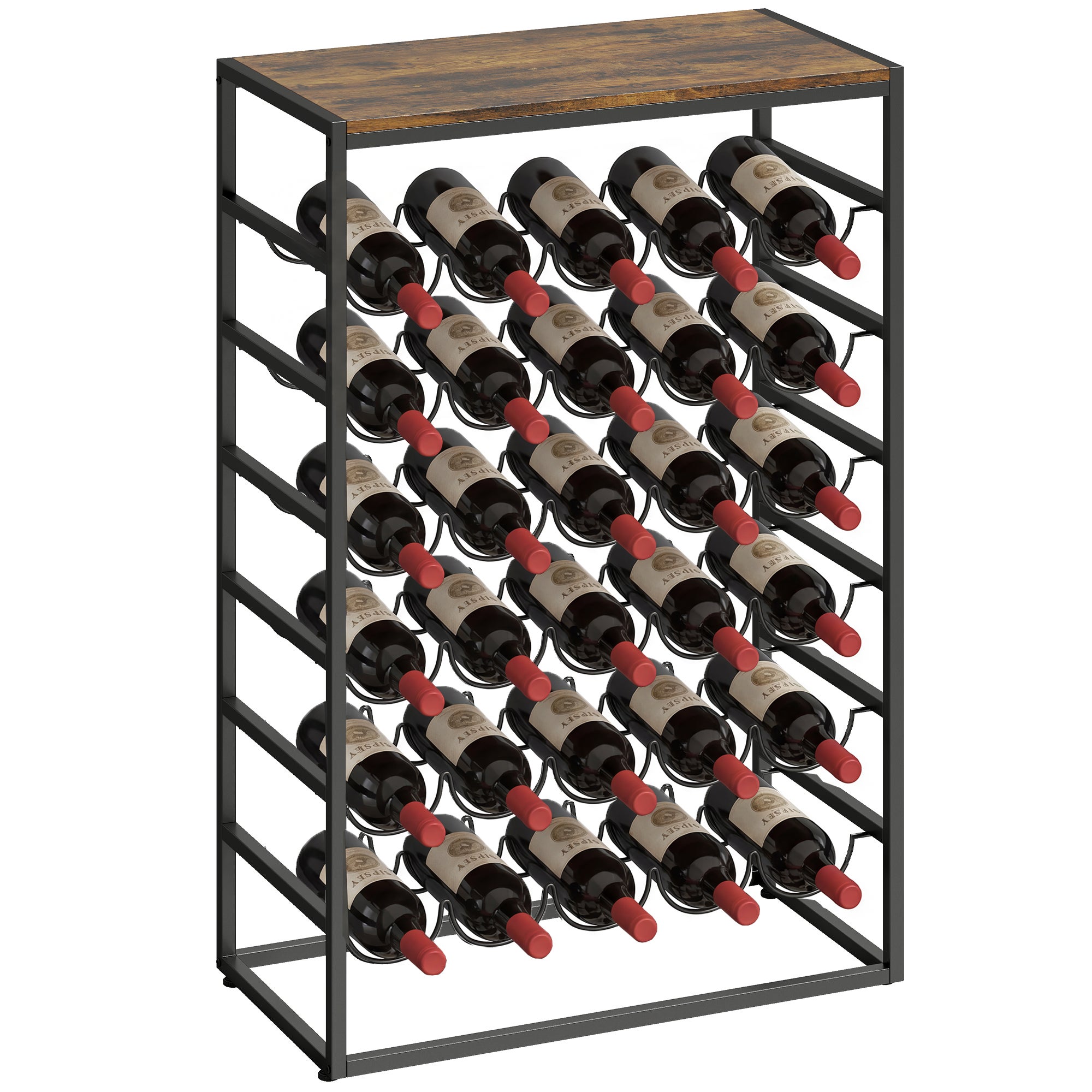 Présentoir à vin 30 bouteilles 59x30x88,5cm, 6 niveaux avec dessus ...