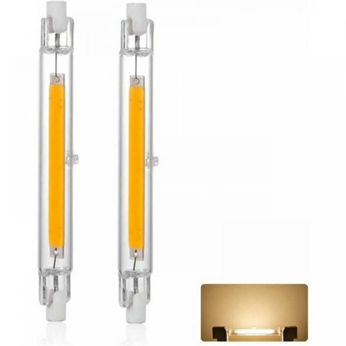 Dos bombillas LED R7S regulables de 118 mm y 20 W, luz blanca cálida ...