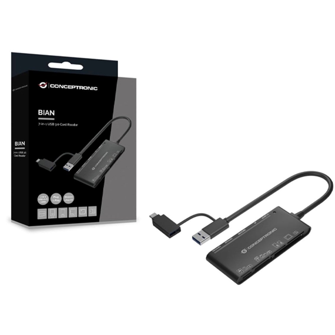 CARD READER EXTERNO USB-C/ USB-A 7EN1 CONCEPTRONIC BIAN03B USB 3.0 SD ...